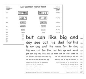 Kay Letter Test Near Test Card - Adelaide Orthoptics