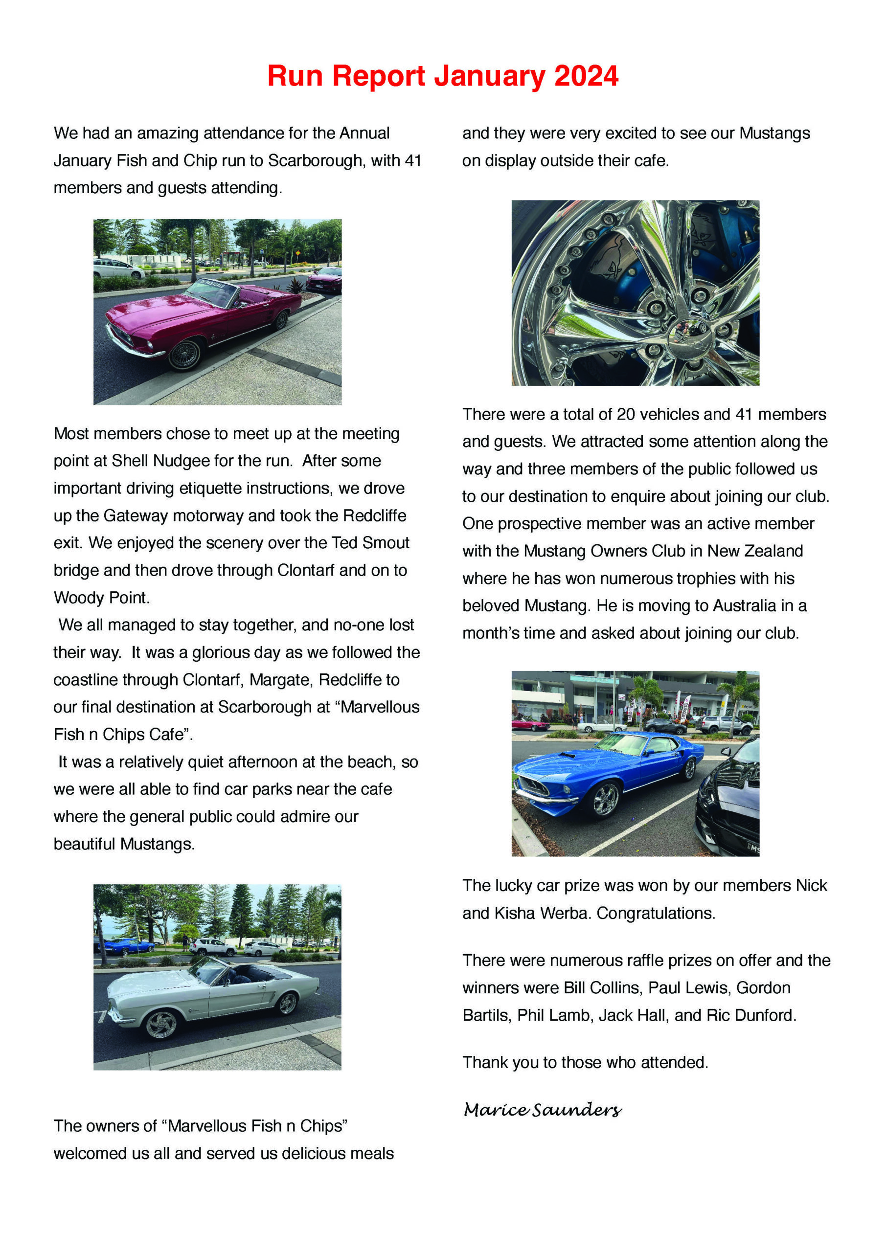 January 2024 Run Report – Mustang Owners Club Australia – Queensland Branch