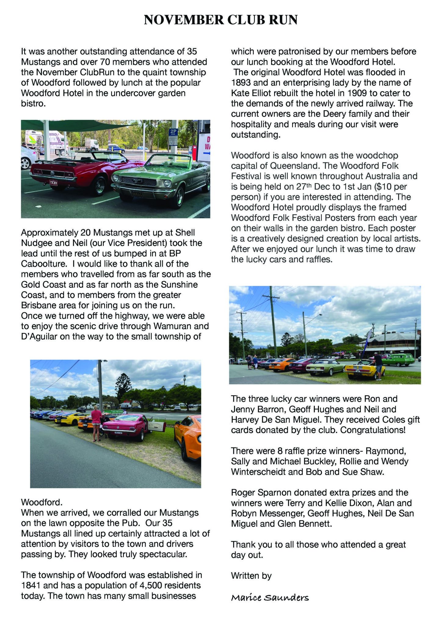 November Club Run – Mustang Owners Club Australia – Queensland Branch